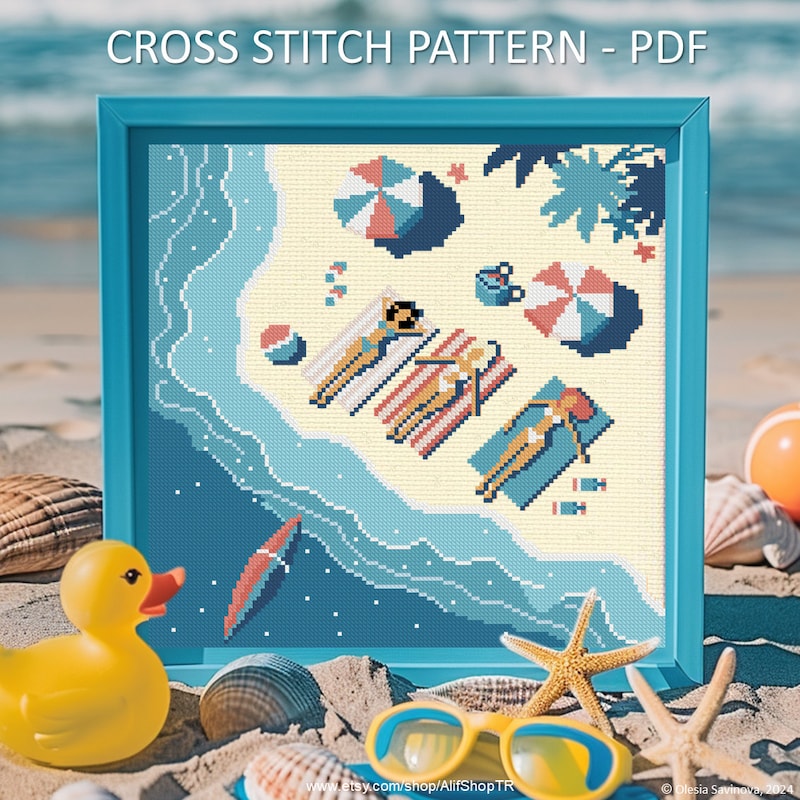 Beach Cross Stitch - Etsy