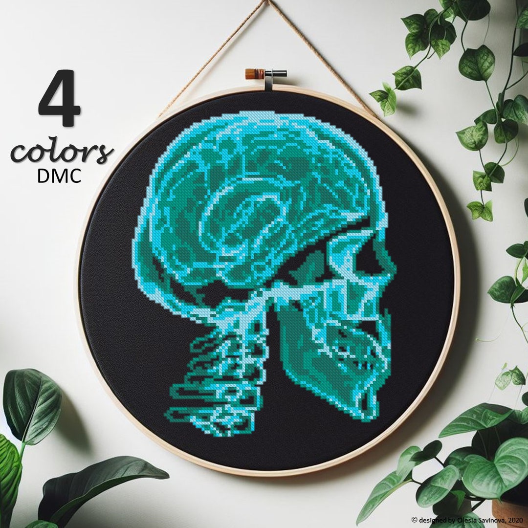 Cross Stitch Pattern X-ray Head Brain Cross Stitch Chart Scull Xray ...