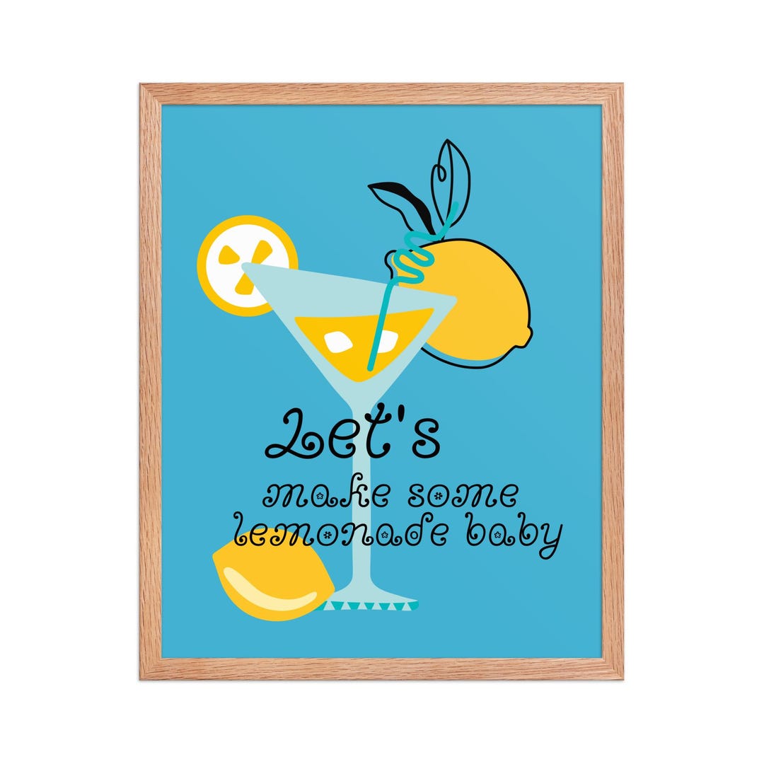 Cocktail Wall Art – "let's Make Lemonade Baby" Collage Style Poster ...