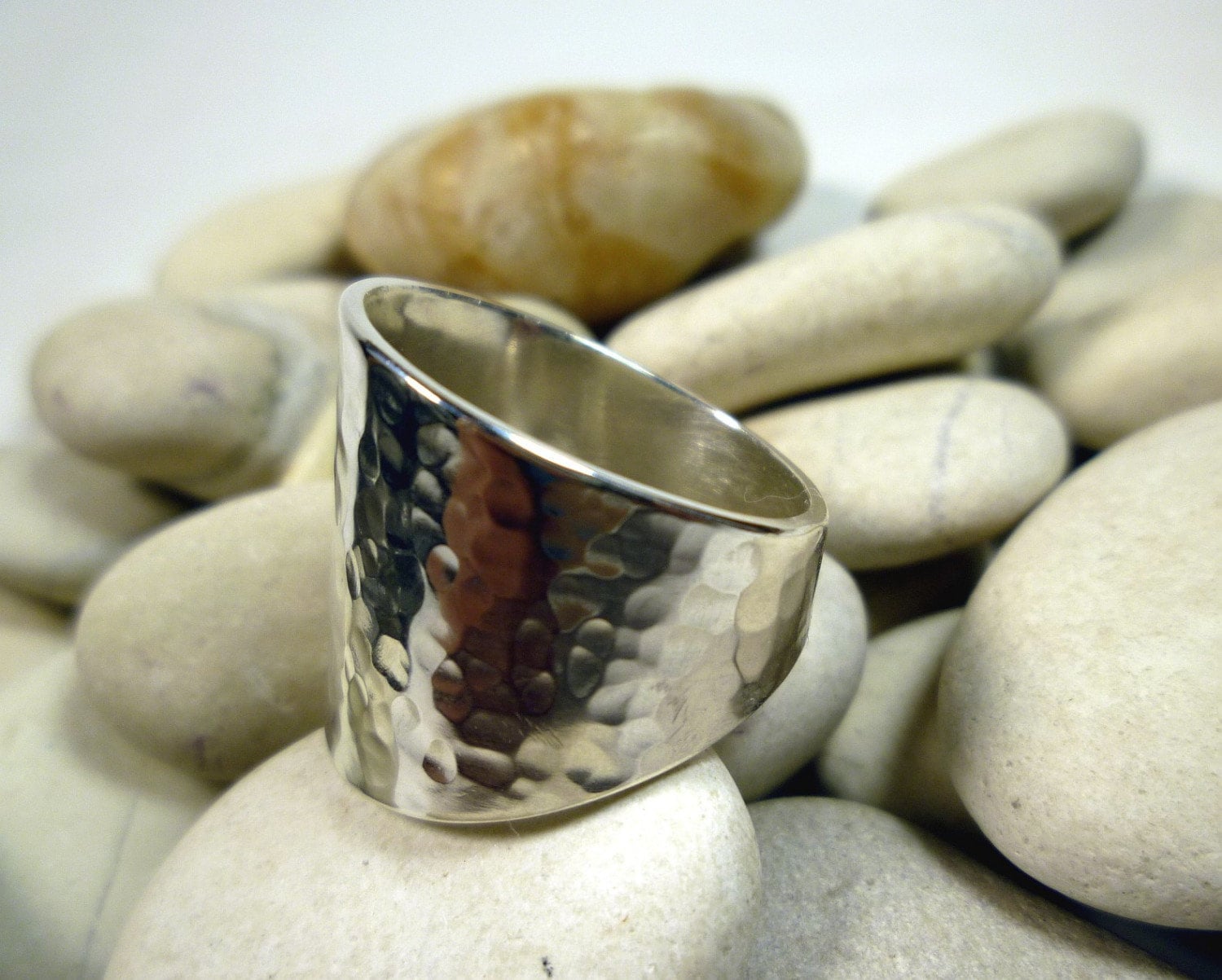 Hammered Chunky Sterling Silver Ring - Etsy