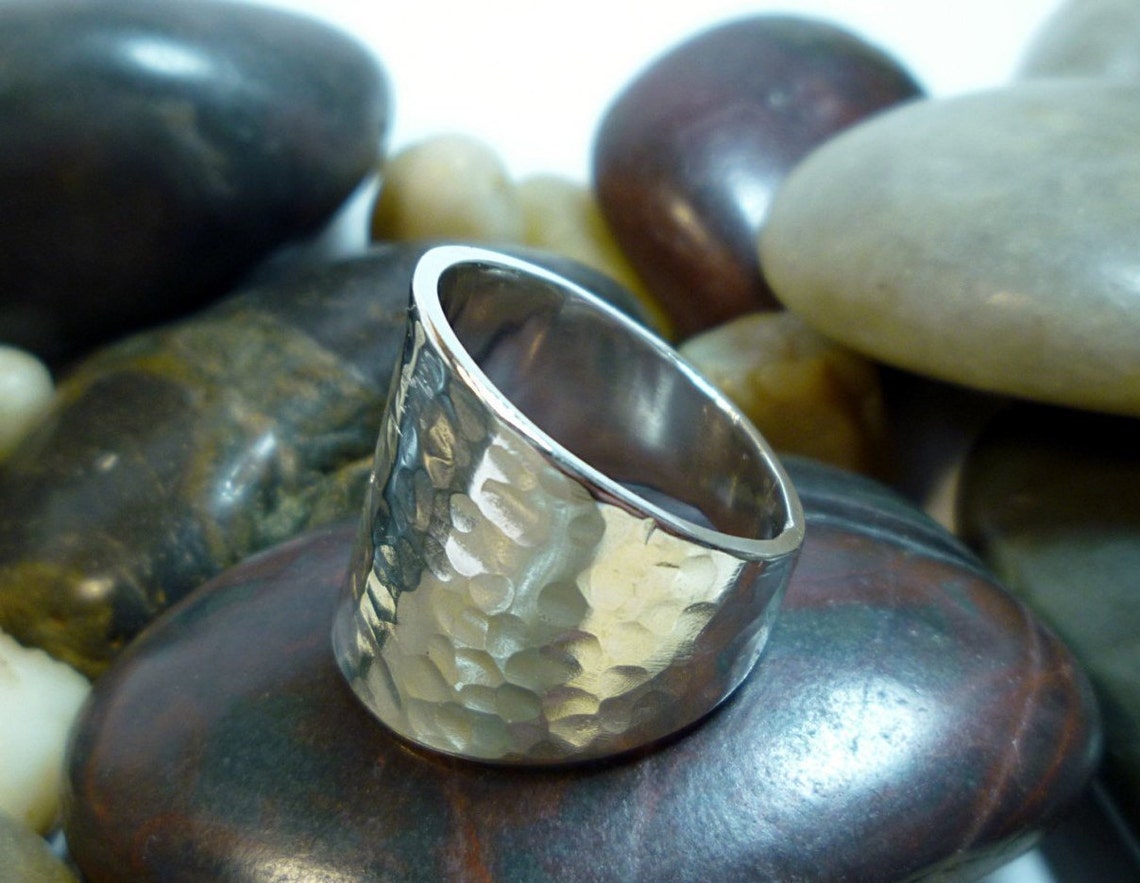 Hammered Chunky Sterling Silver Ring - Etsy