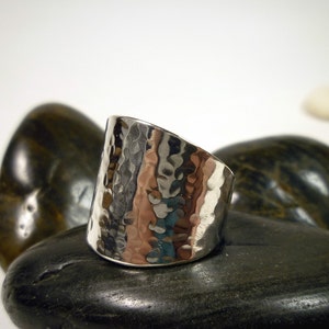 Hammered Chunky Sterling Silver Ring - Etsy