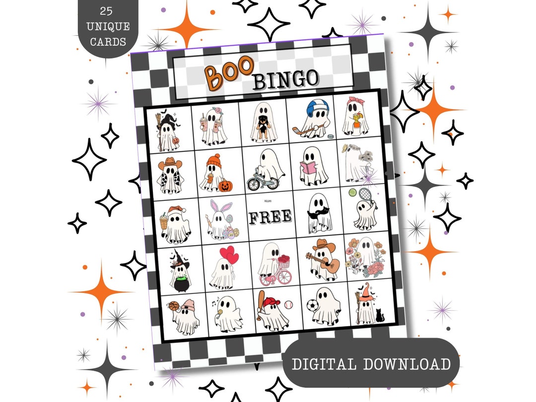 Halloween Ghost Bingo Game: Retro Classroom Party (digital Download) - Etsy