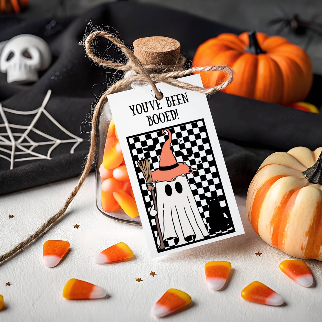 Retro Halloween Boo Bag Tags: Printable Ghost Treat Tags (digital ...