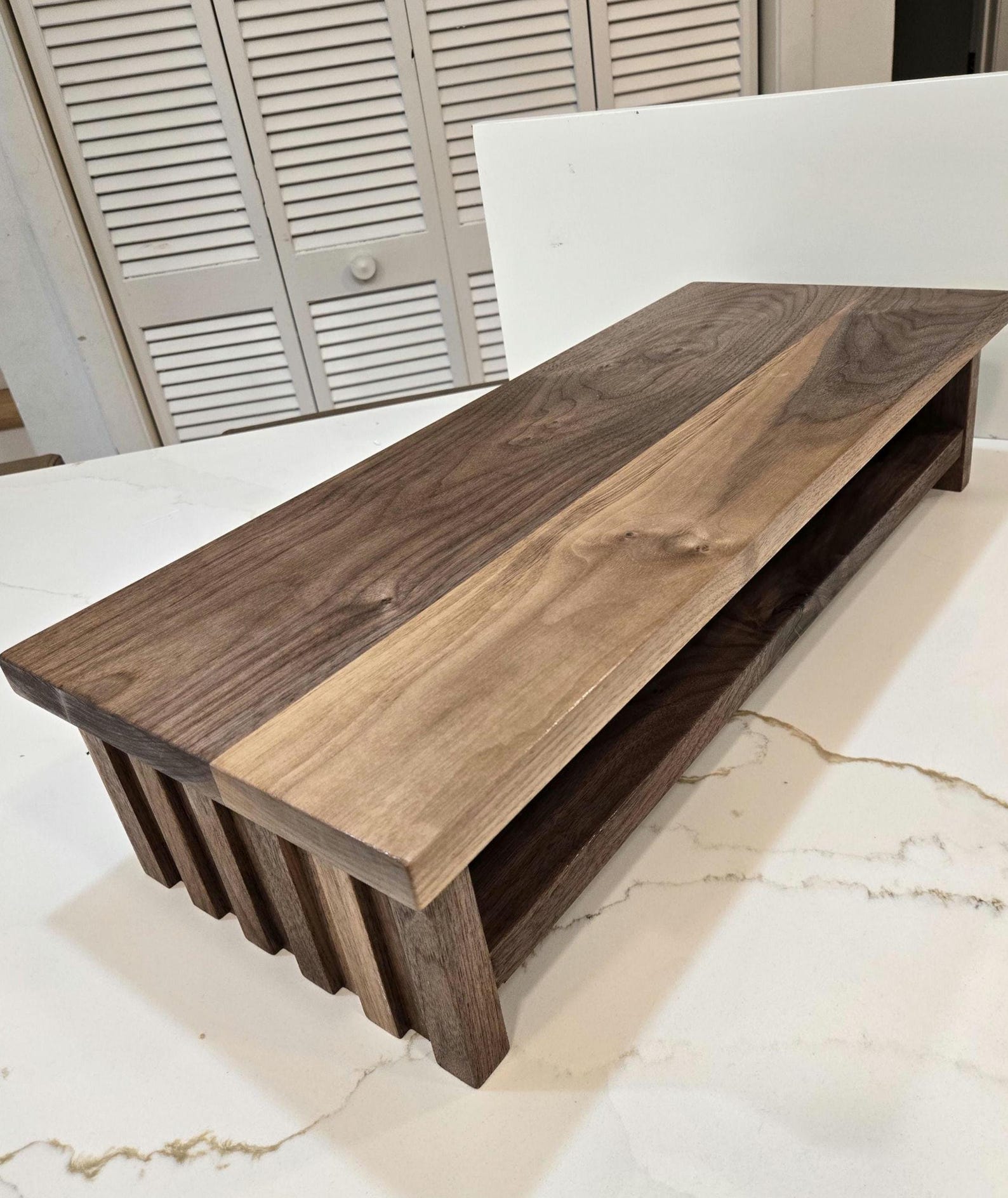 Handmade Walnut Monitor Stand: Ergonomic Desk Riser With Storage - Etsy