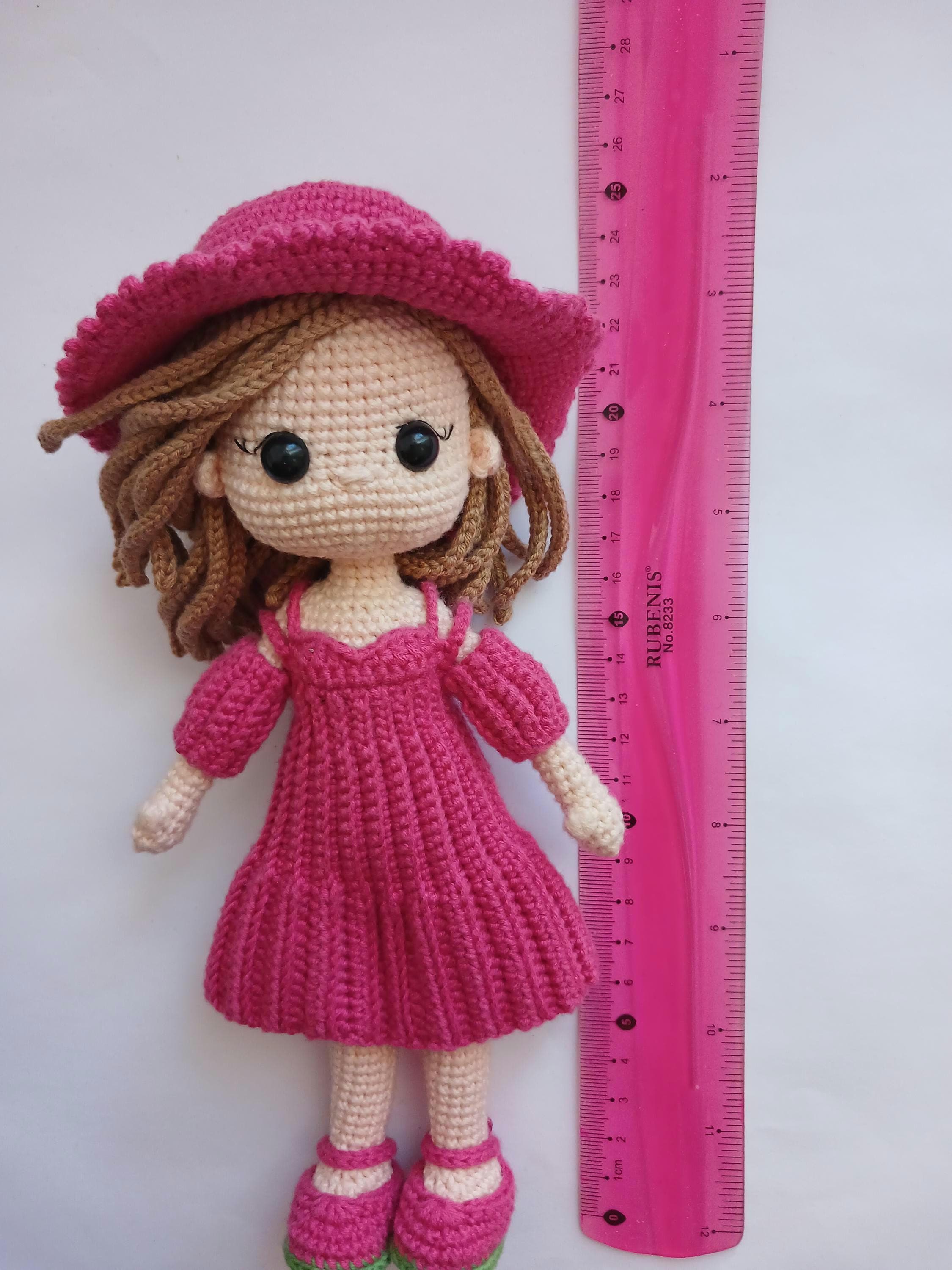Crochet Doll Pattern: Arya Amigurumi Doll With Fuchsia Hat, Dress (PDF ...