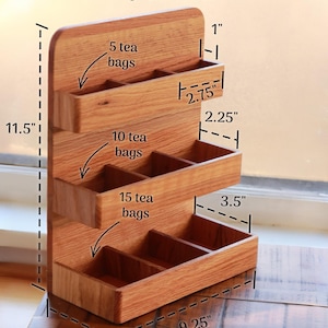 Wooden Tea Organizer With Wall Mount for Tea Storage | Modern Teabag ...