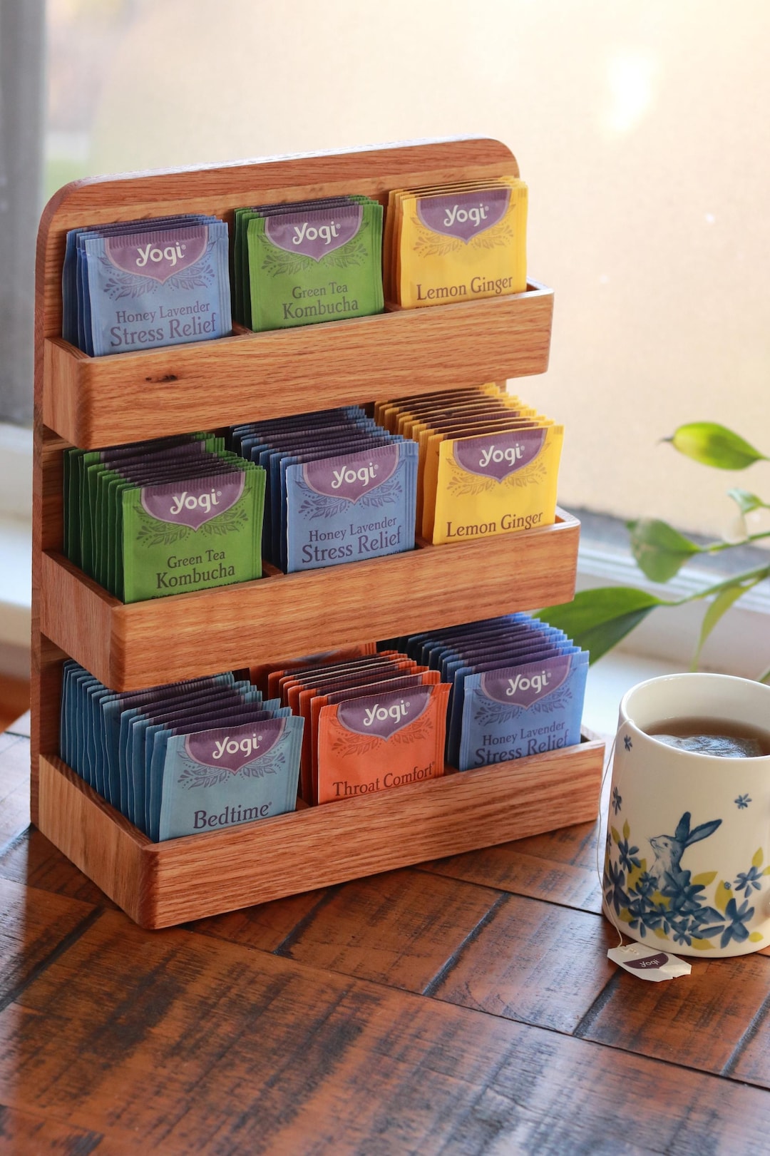 Wooden Tea Organizer With Wall Mount for Tea Storage | Modern Teabag ...