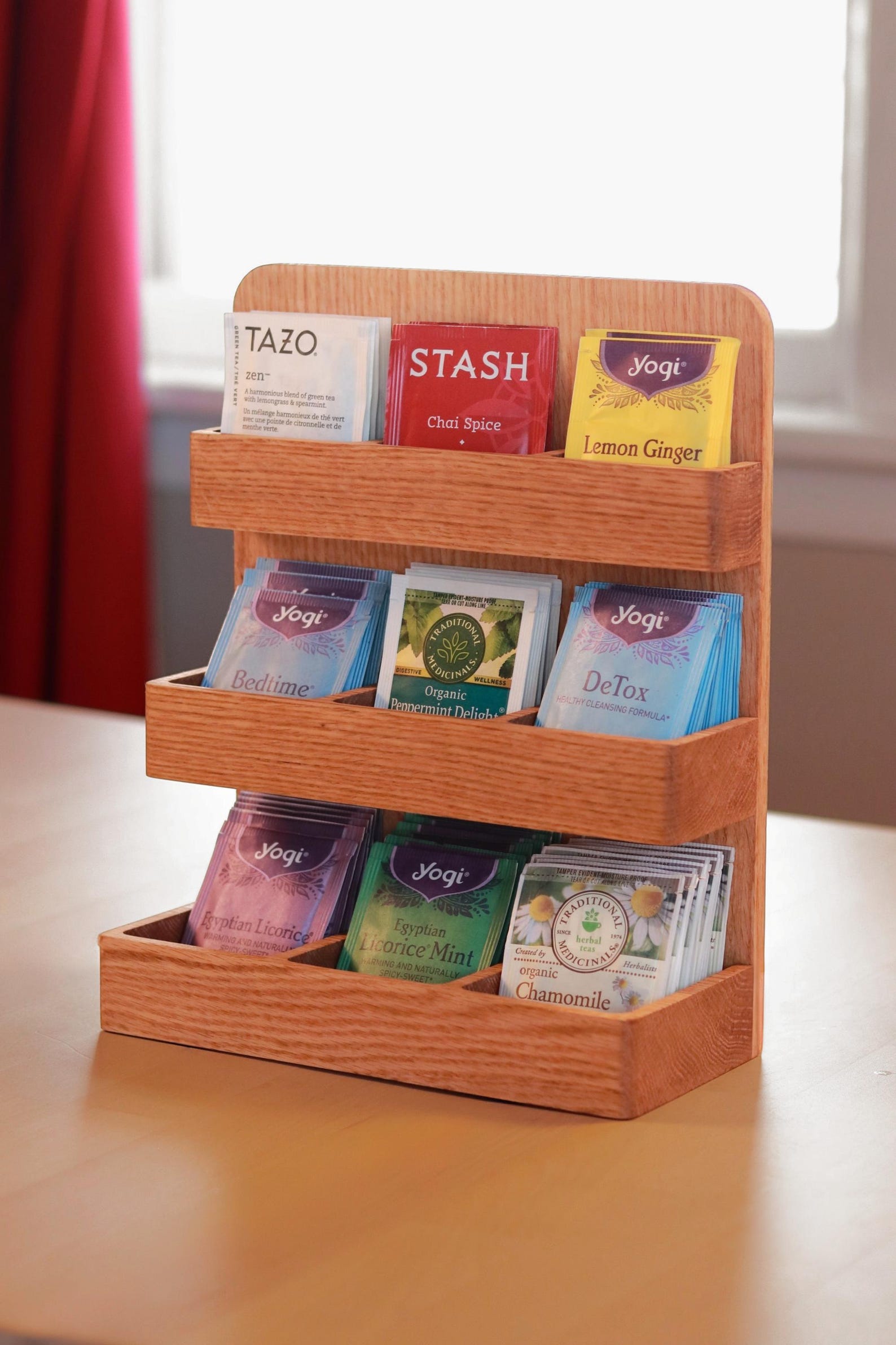 Wooden Tea Organizer With Wall Mount for Tea Storage | Modern Teabag ...