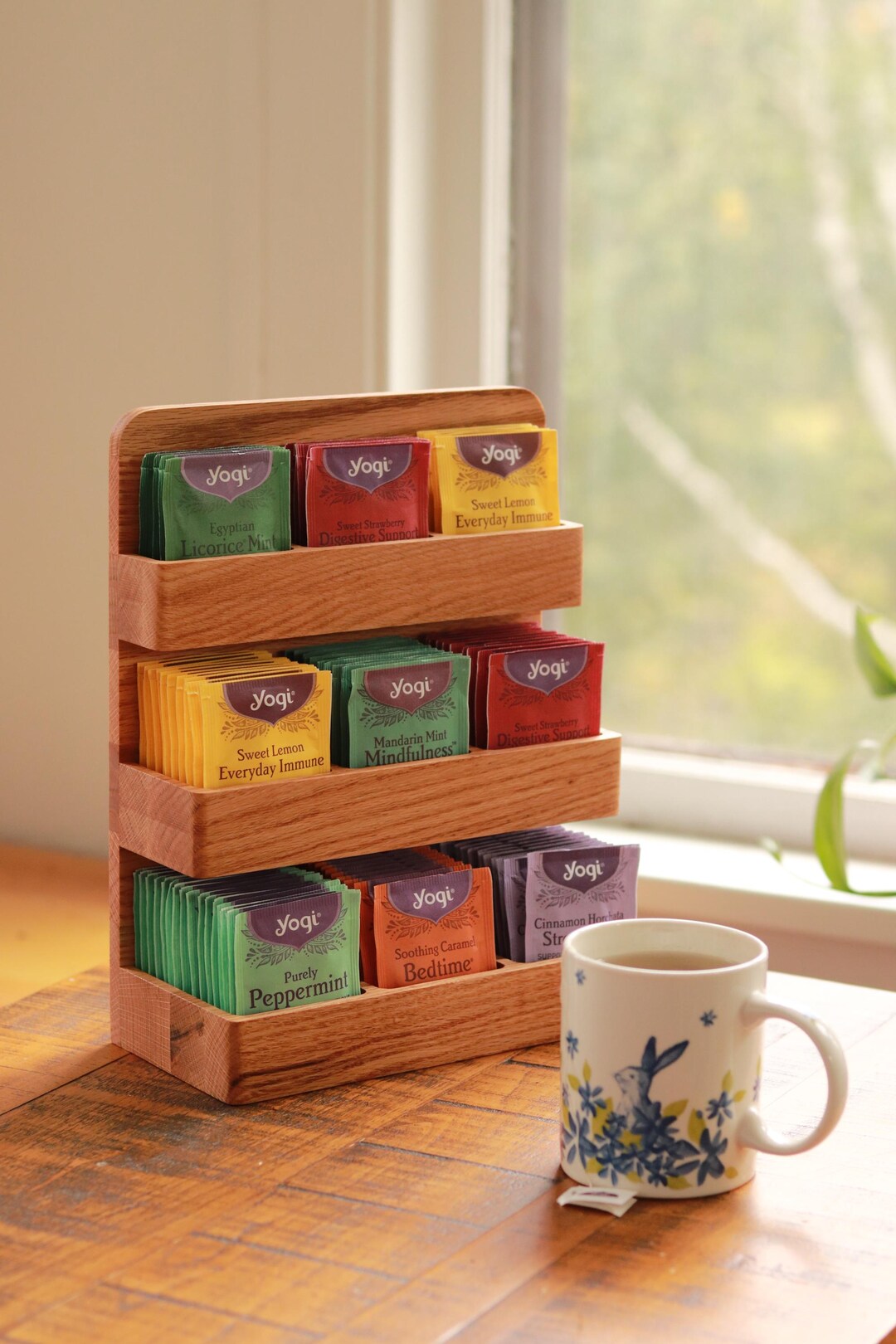 Wooden Tea Organizer With Wall Mount for Tea Storage | Modern Teabag ...