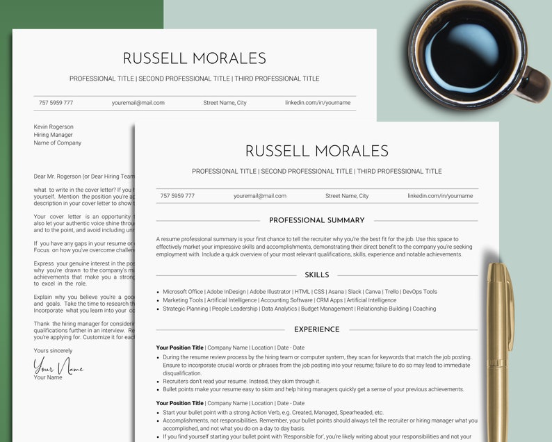 Canva Single Page Resume Template One Column ATS Compliant Compact Job ...