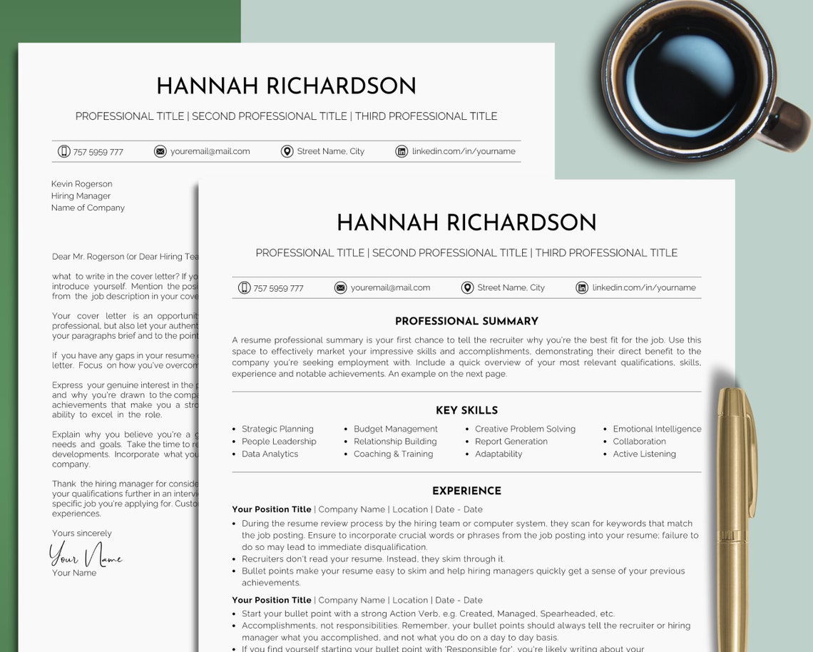 ATS Friendly Modern Resume Template Creative Professional Canva CV ...