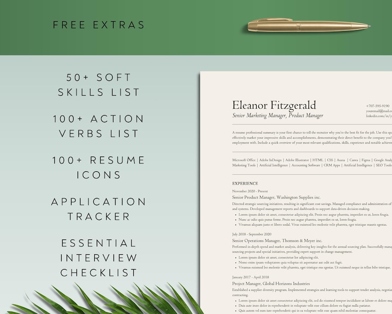 Resume Bundle 3 Best Selling Pack Single-column CV Cover Letter Modern ...