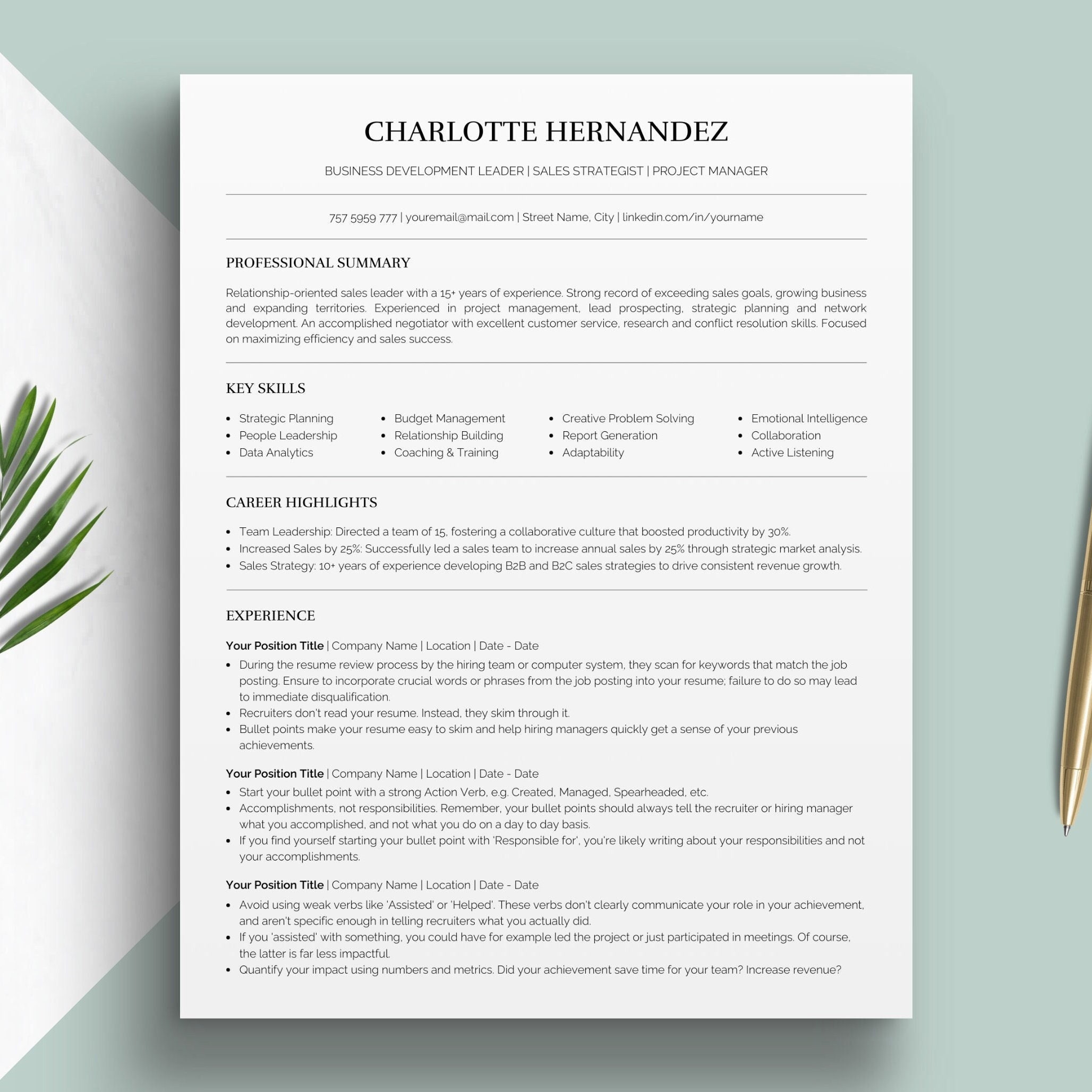 ATS Friendly Resume Template Creative ATS Resume With Cover Letter ...