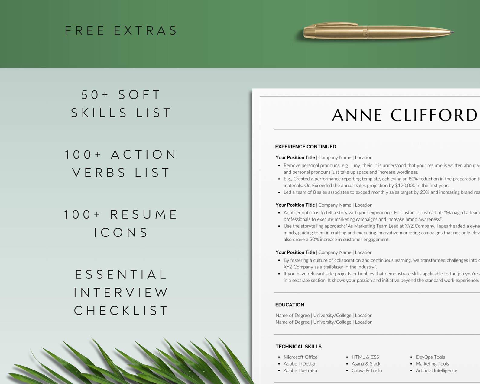Creative ATS Compliant Resume Template Professional Canva CV Simple ...