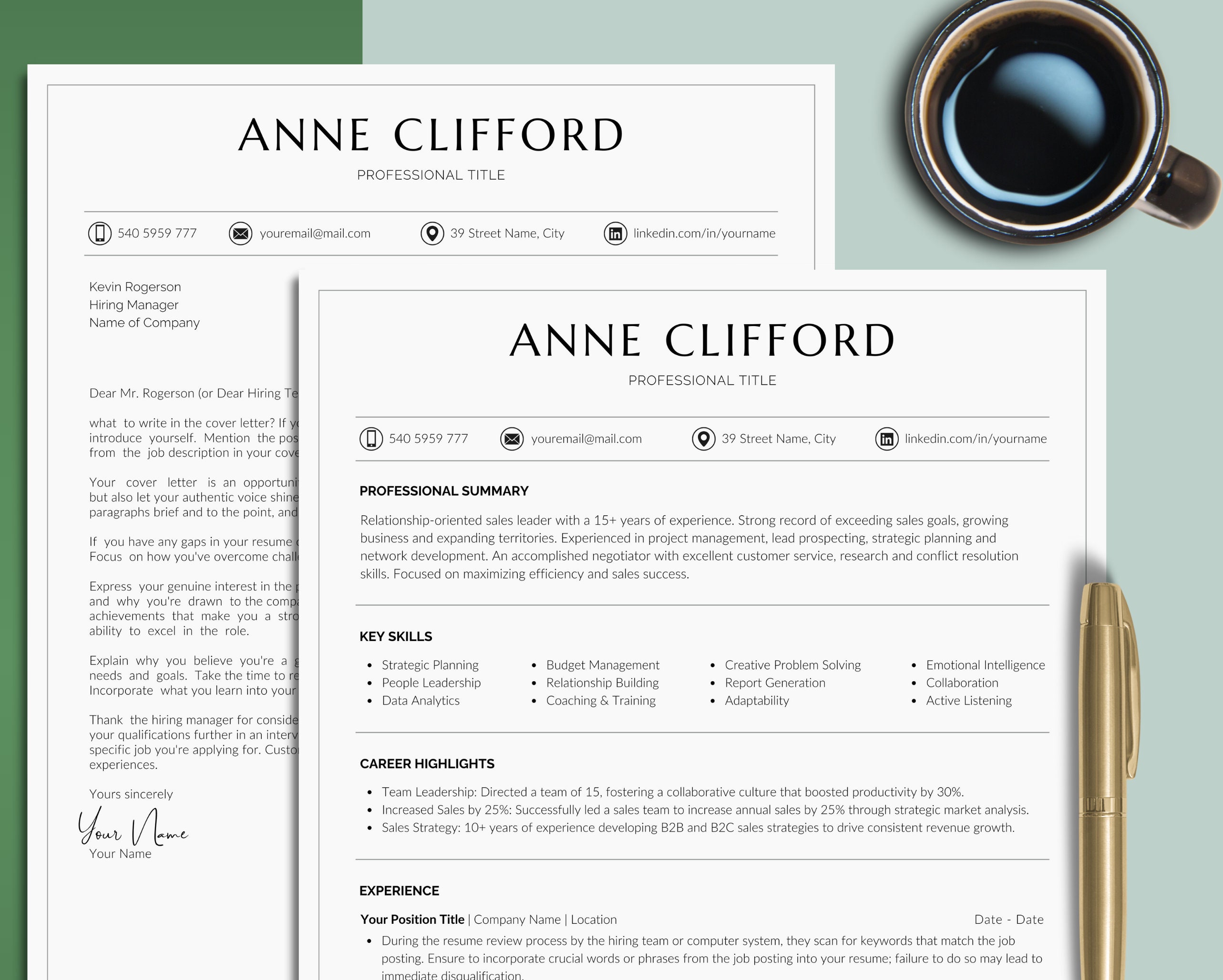 Creative ATS Compliant Resume Template Professional Canva CV Simple ...
