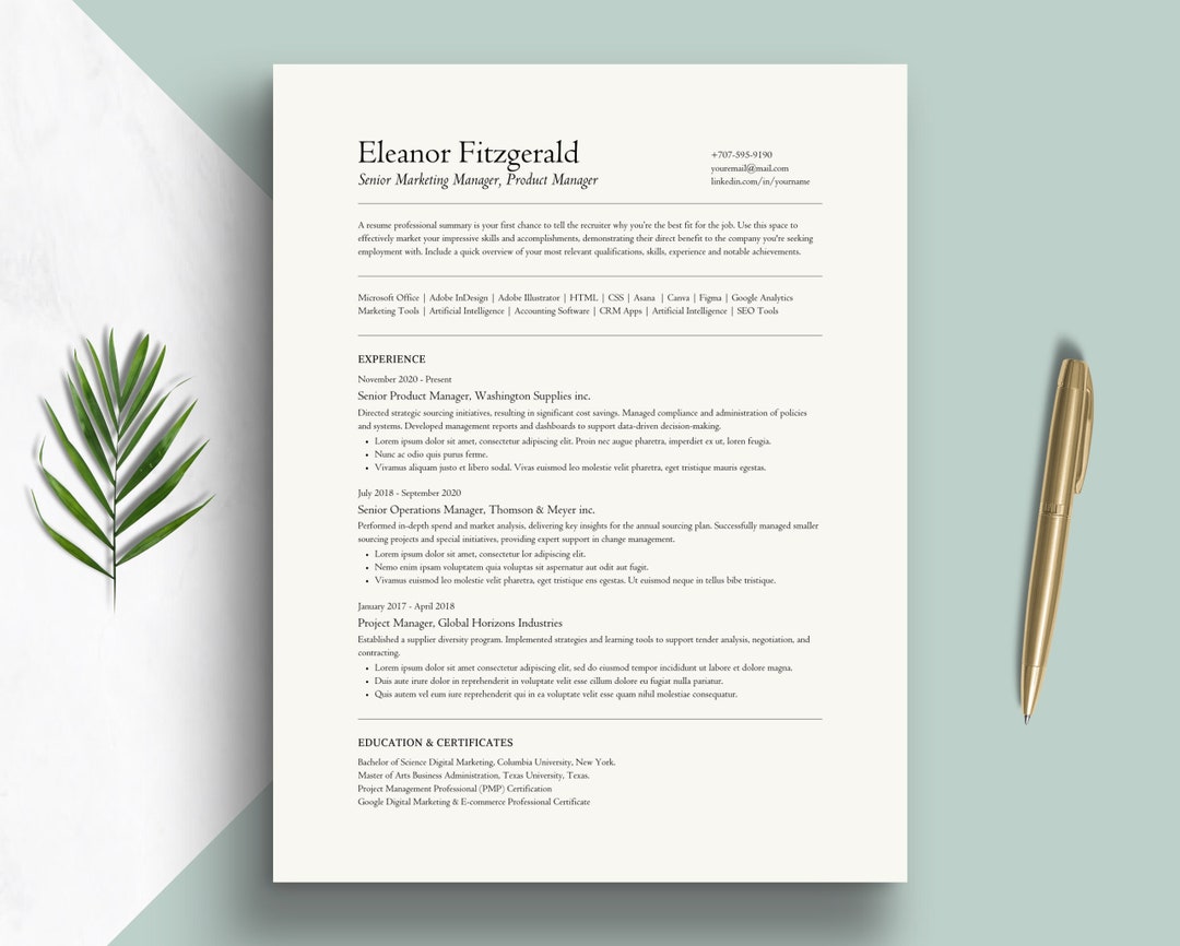 Vintage Resume Retro Classic Design Job Application Canva ATS Friendly ...