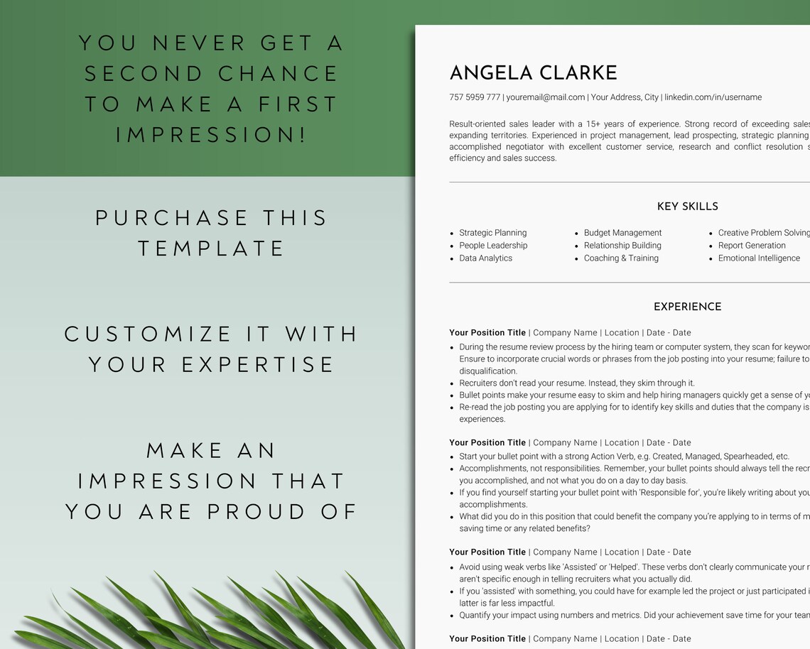 Modern ATS Compliant Resume Template Canva CV Simple Creative ...