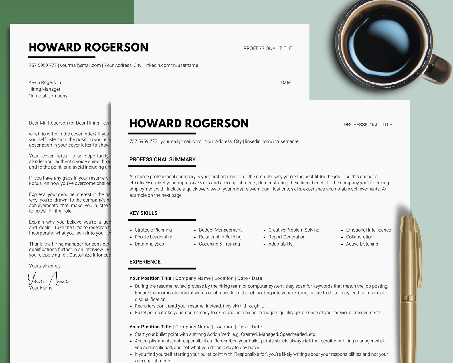 Outstanding ATS Compatible Resume - Canva Resume With Cover Letter ...