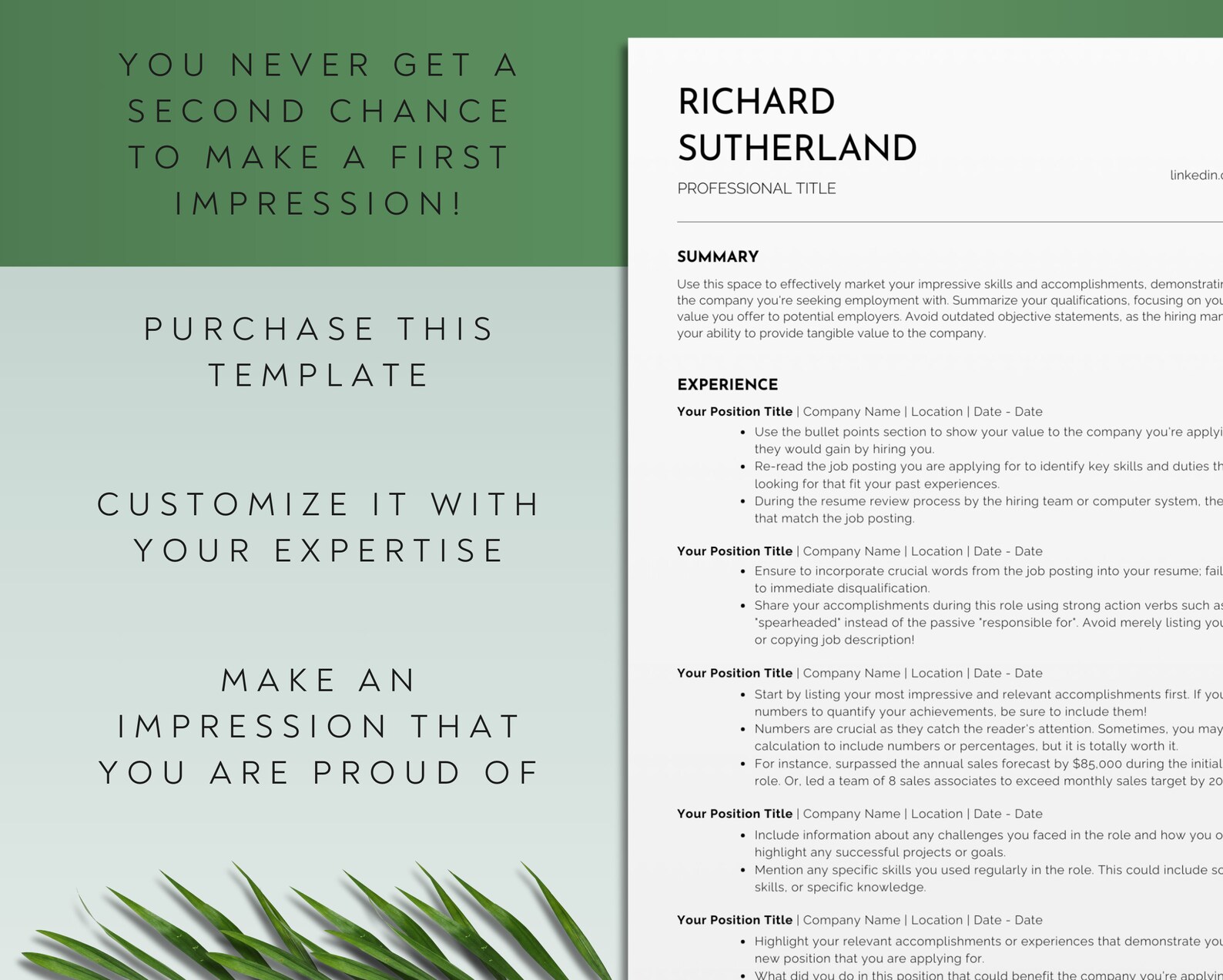 ATS Resume Template - ATS Friendly Resume, Professional CV Template ...