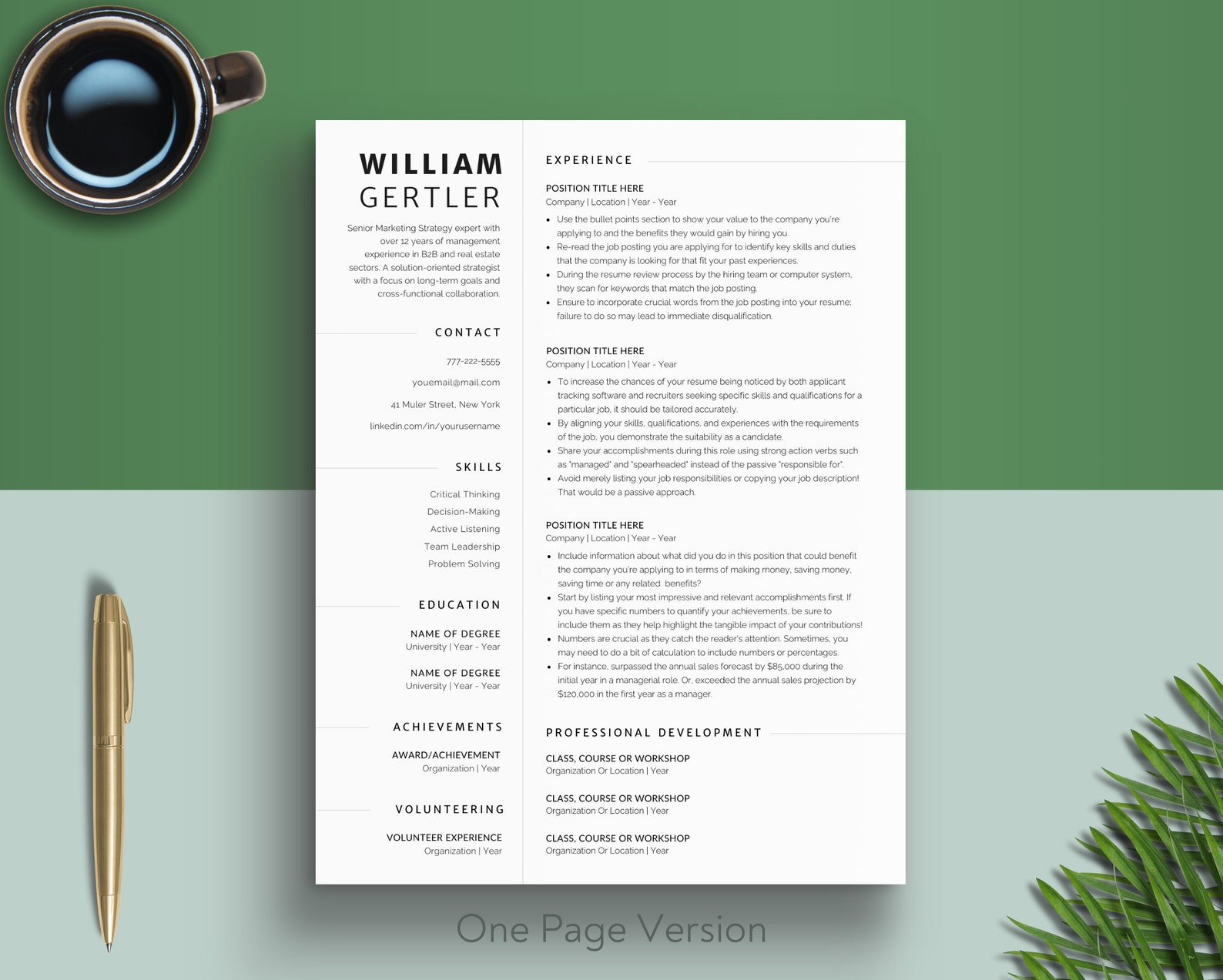 Creative Resume Template - CV With Cover Letter for Job Applications ...