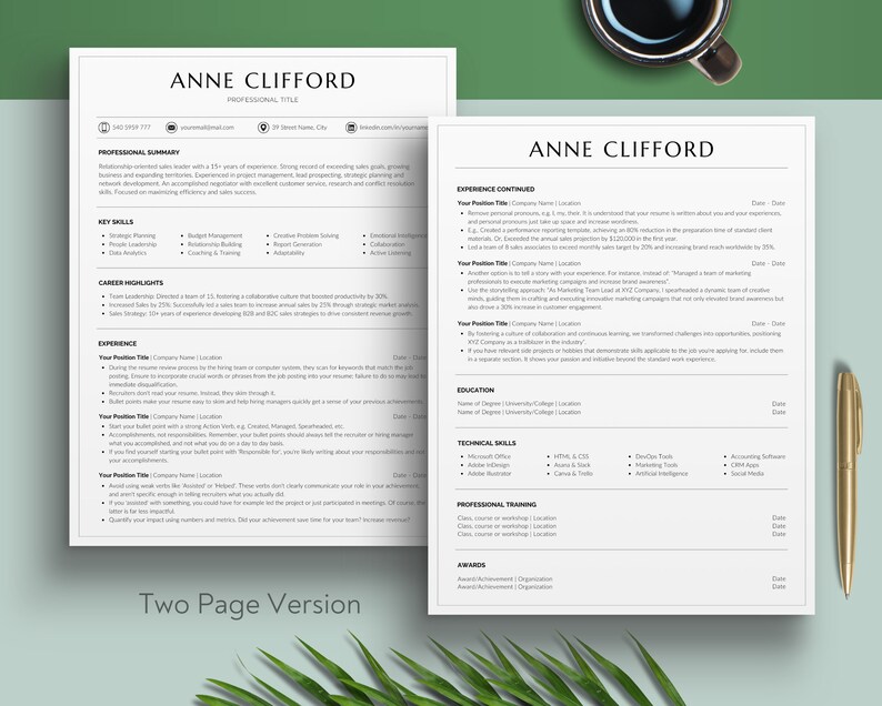 Creative ATS Compliant Resume Template Professional Canva CV Simple ...