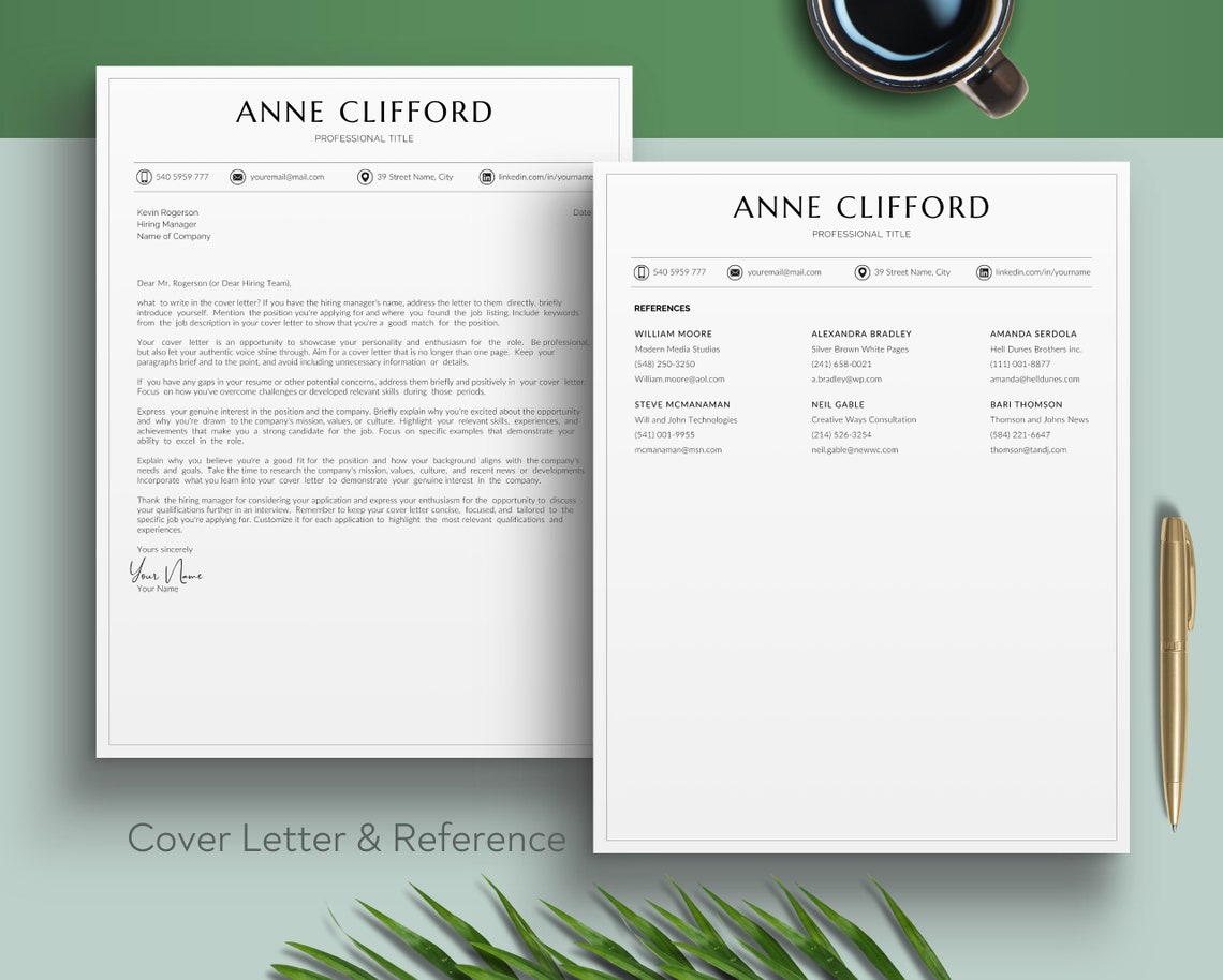 Creative ATS Compliant Resume Template Professional Canva CV Simple ...