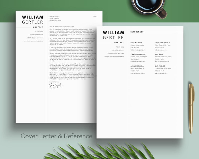 Creative Resume Template - CV With Cover Letter for Job Applications ...