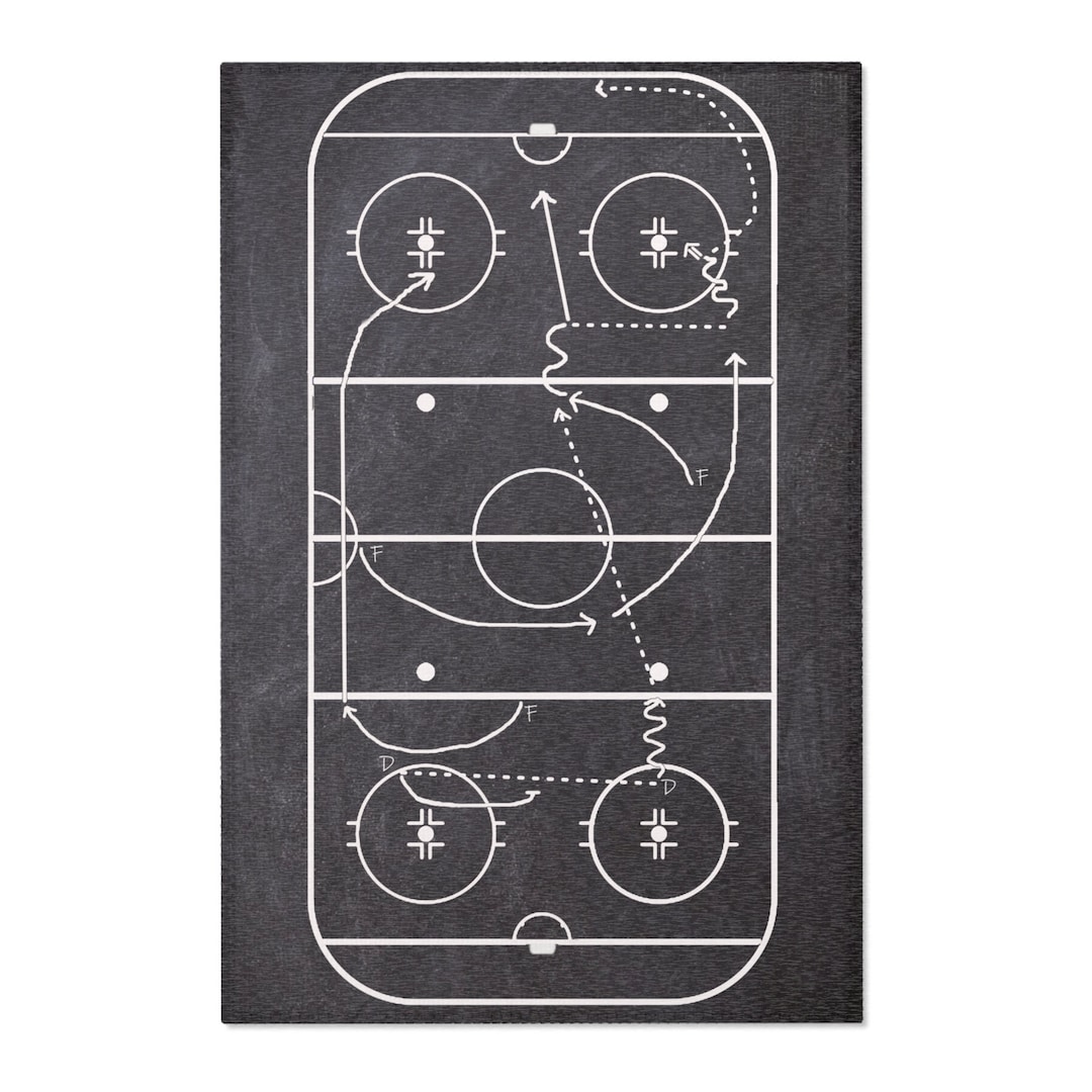 Hockey Rink Chalk Design With Plays Area Rug | Man Cave Decor | Gift ...