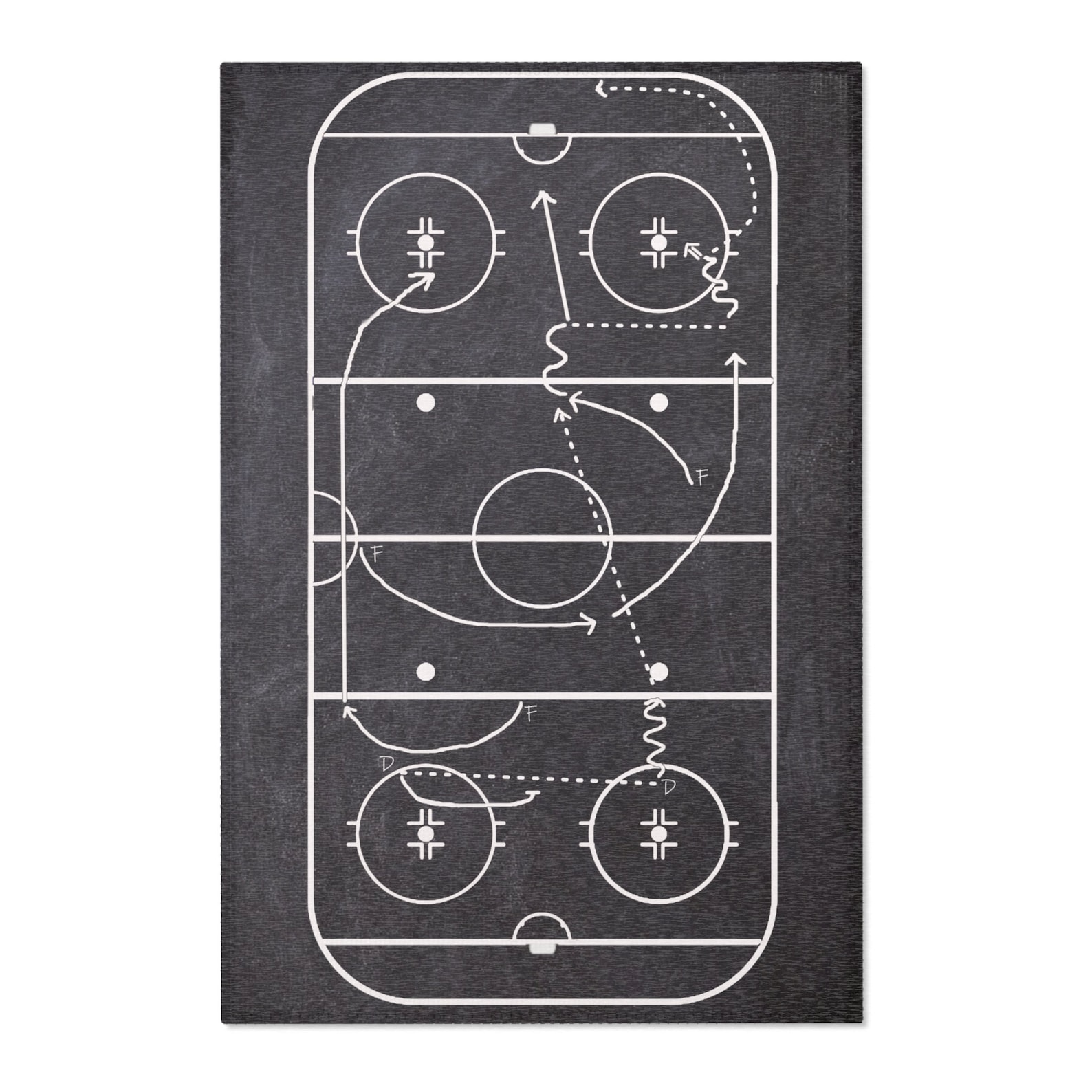 Hockey Rink Chalk Design With Plays Area Rug | Man Cave Decor | Gift ...
