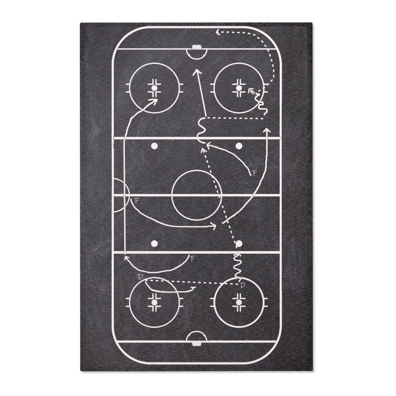 Hockey Rink Chalk Design With Plays Area Rug | Man Cave Decor | Gift ...