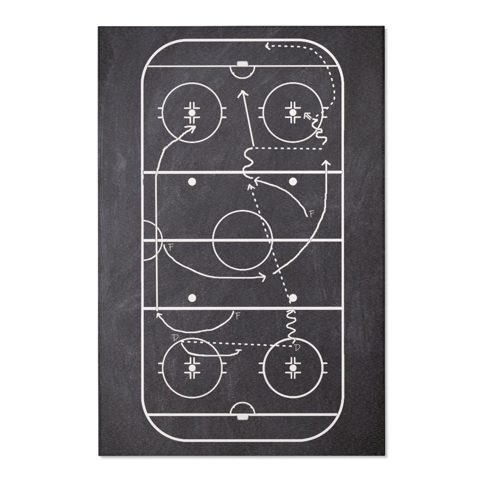 Hockey Rink Chalk Design With Plays Area Rug | Man Cave Decor | Gift ...