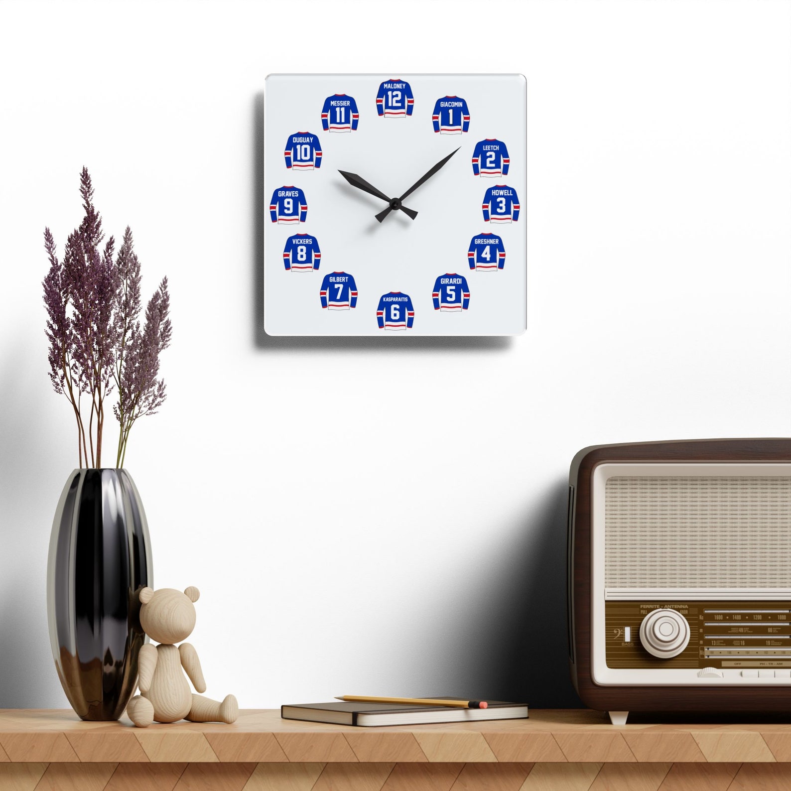 New York Rangers Wall Clock | Hockey Wall Décor | Rangers Fan Gift ...