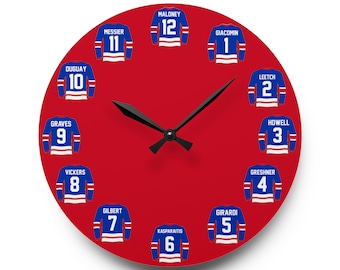 New York Rangers Wall Clock | Hockey Wall Décor | Rangers Fan Gift ...
