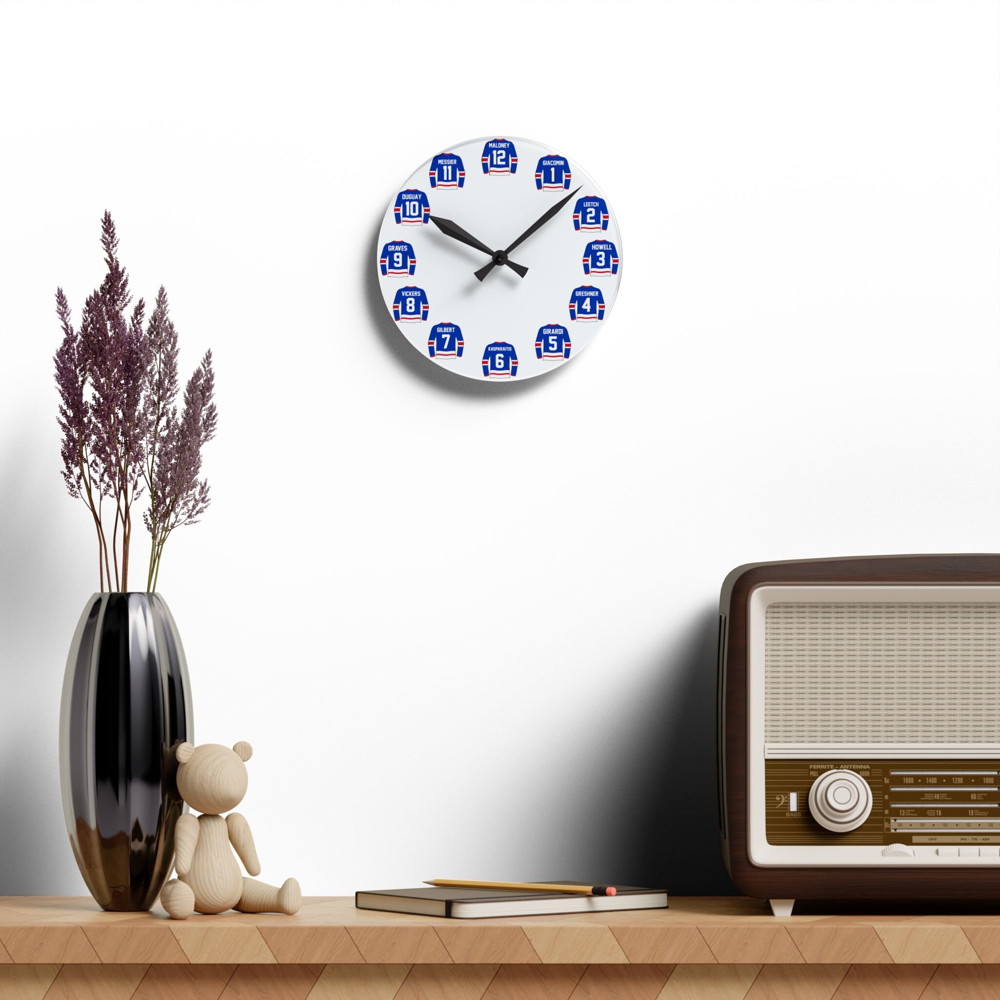 New York Rangers Wall Clock | Hockey Wall Décor | Rangers Fan Gift ...