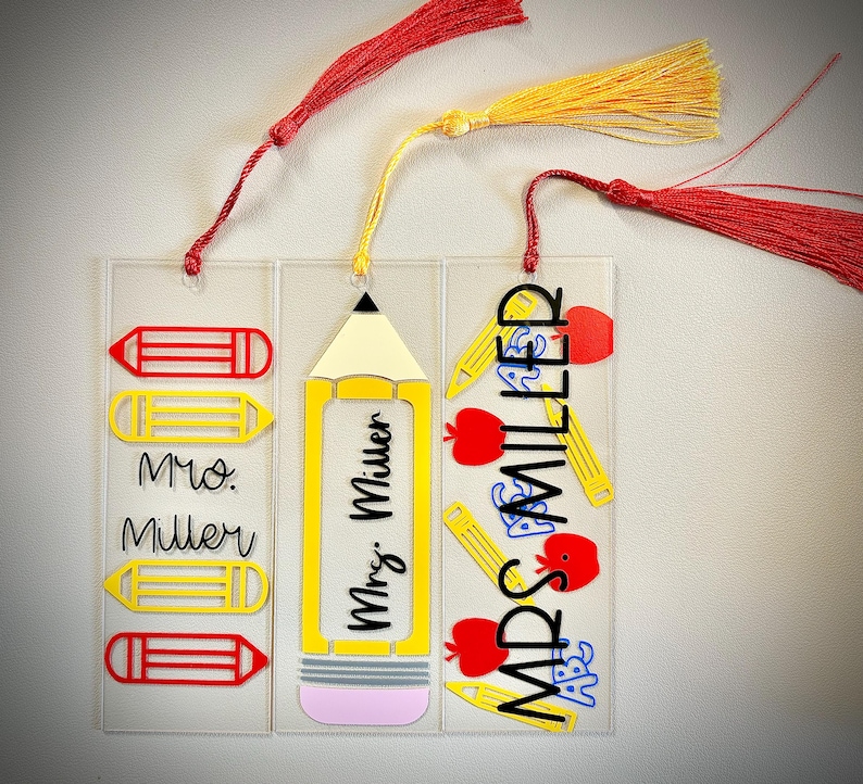 Personalized Teacher Bookmark, Acrylic School Theme Gift - Etsy