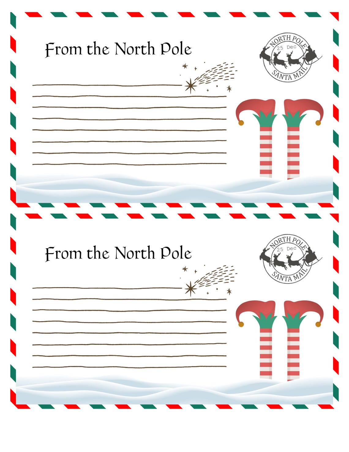 Elf Christmas Printable Letter Download and Print File for Writing ...