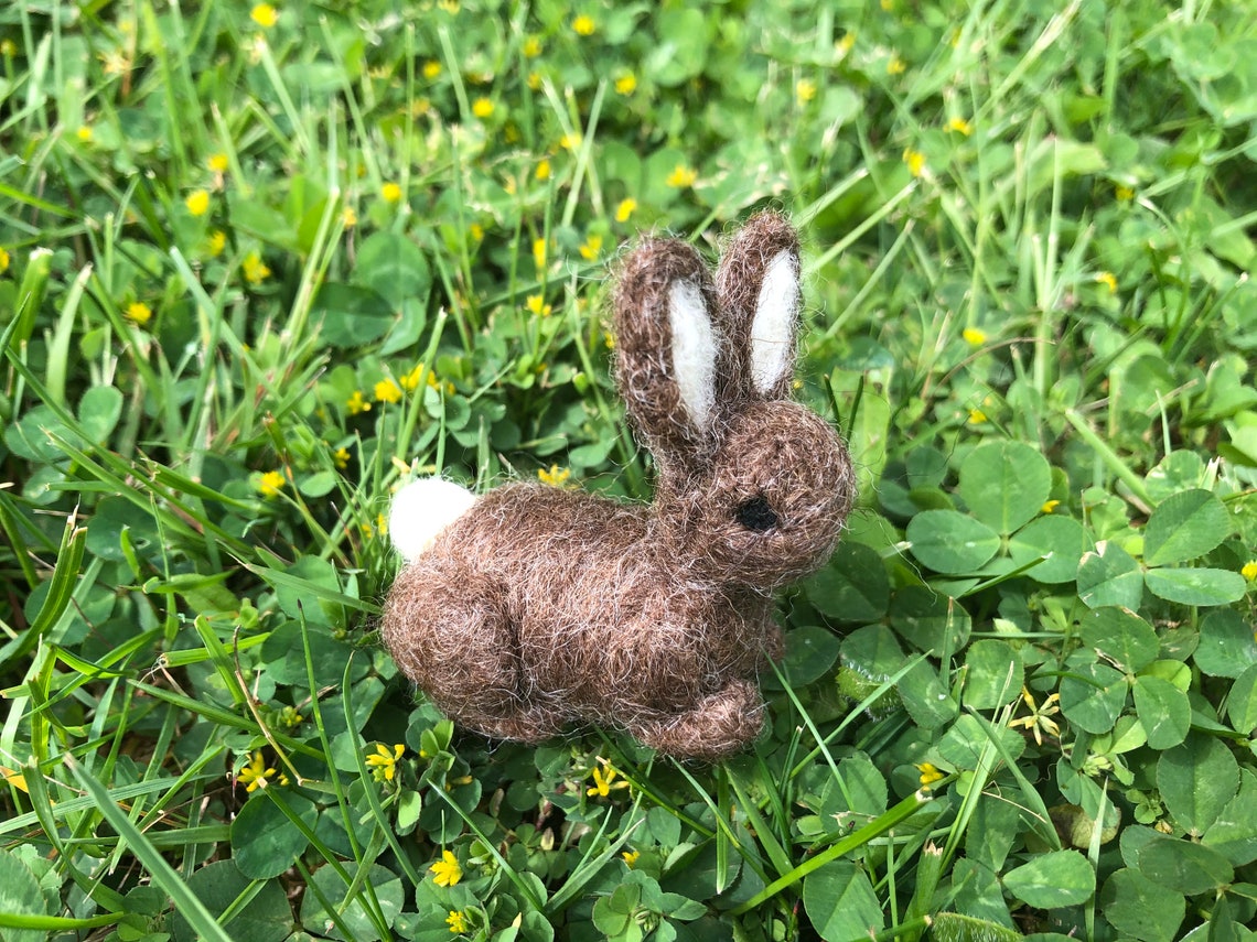 Needle Felted Bunny Brown Rabbit Wool Animal | Etsy
