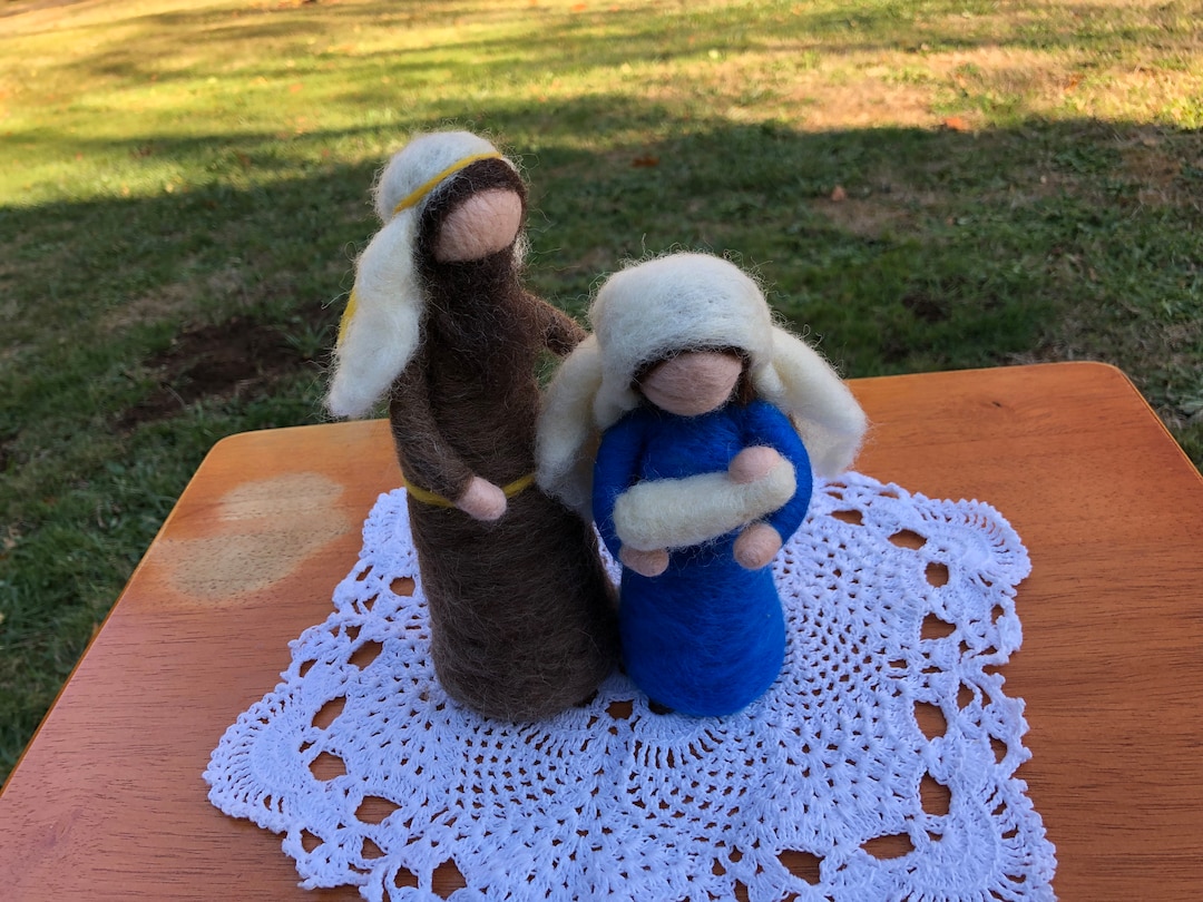 Felted Nativity Holy Family Mary Joseph and Baby Jesus Needle Felted ...