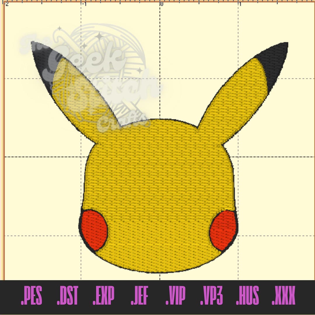 Pikachu Face Design Digital Machine Embroidery File - Etsy