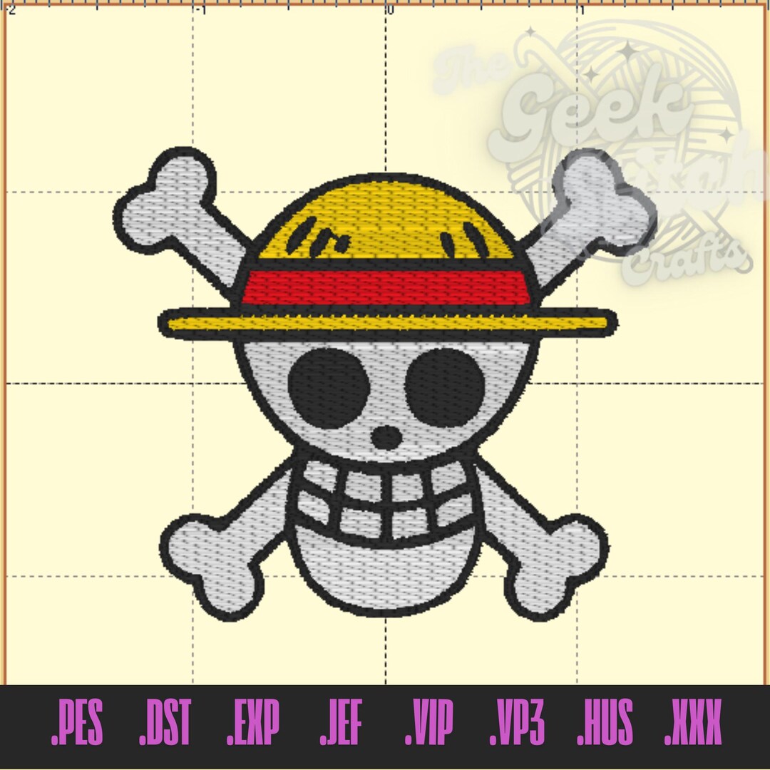 Pirate Jolly Roger Design Digital Machine Embroidery File - Etsy
