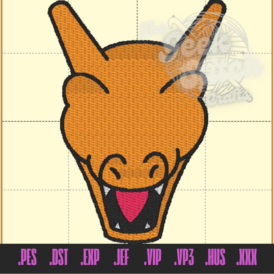 Charizard Face Design Digital Machine Embroidery File - Etsy