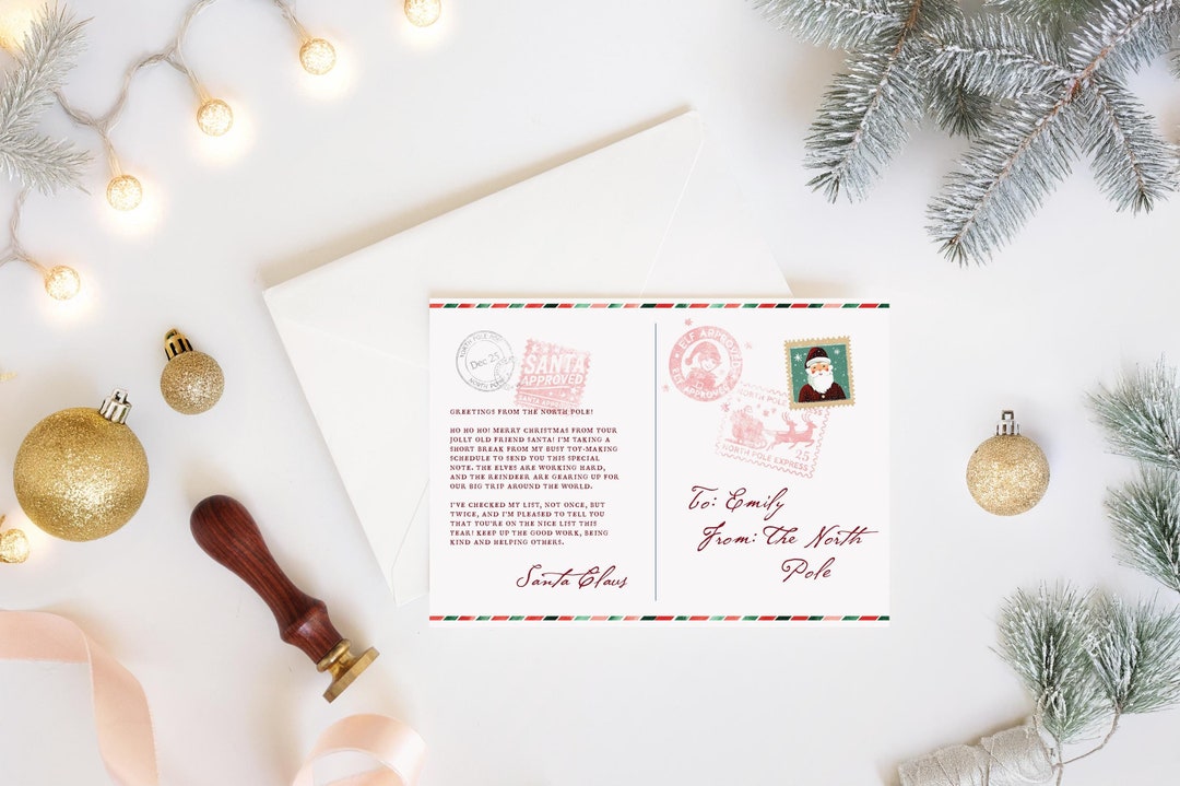 Editable Santa Postcard Template - DIY Toddler Letter to Santa Claus ...