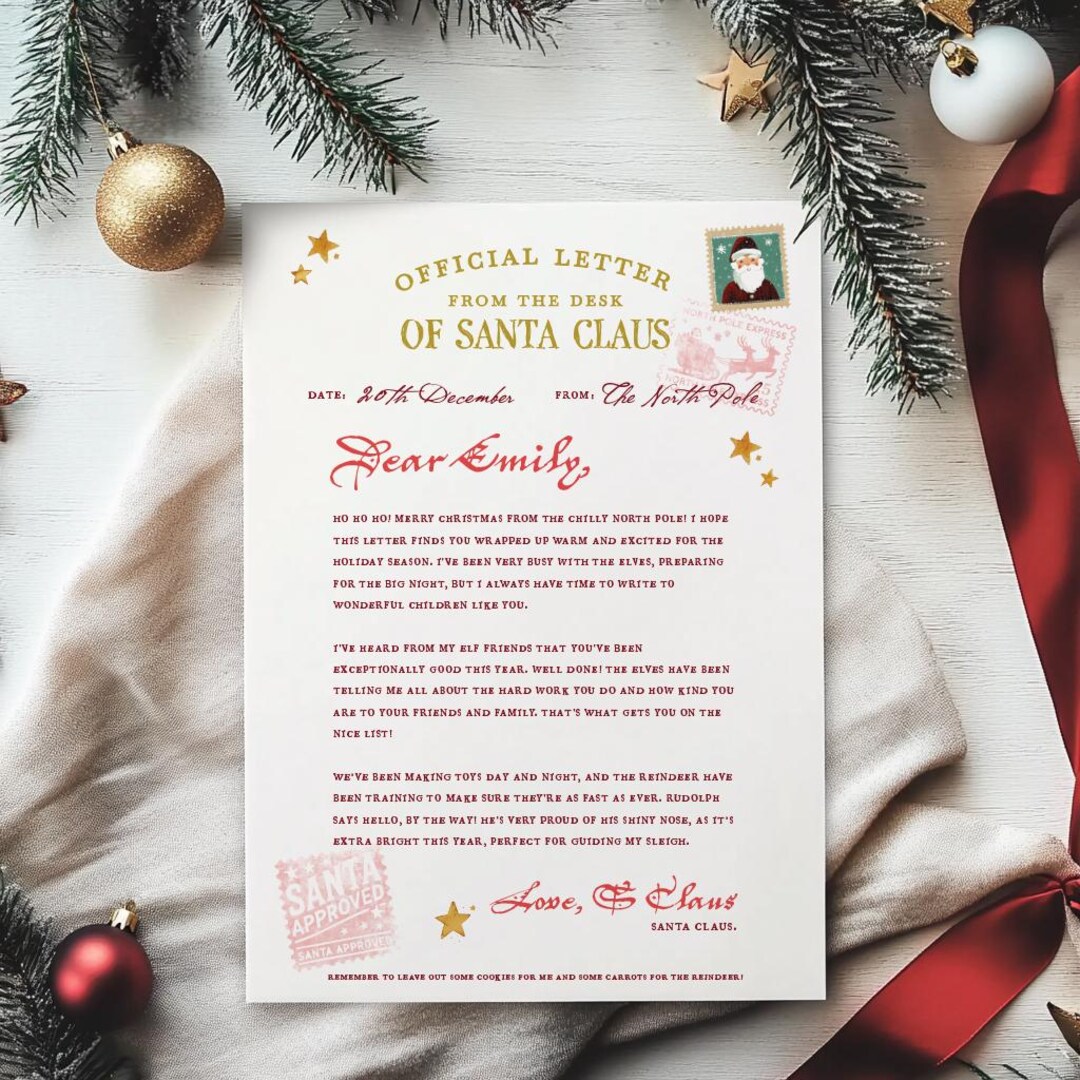 Editable Official Letter From Santa Claus, Instant Download, North Pole ...