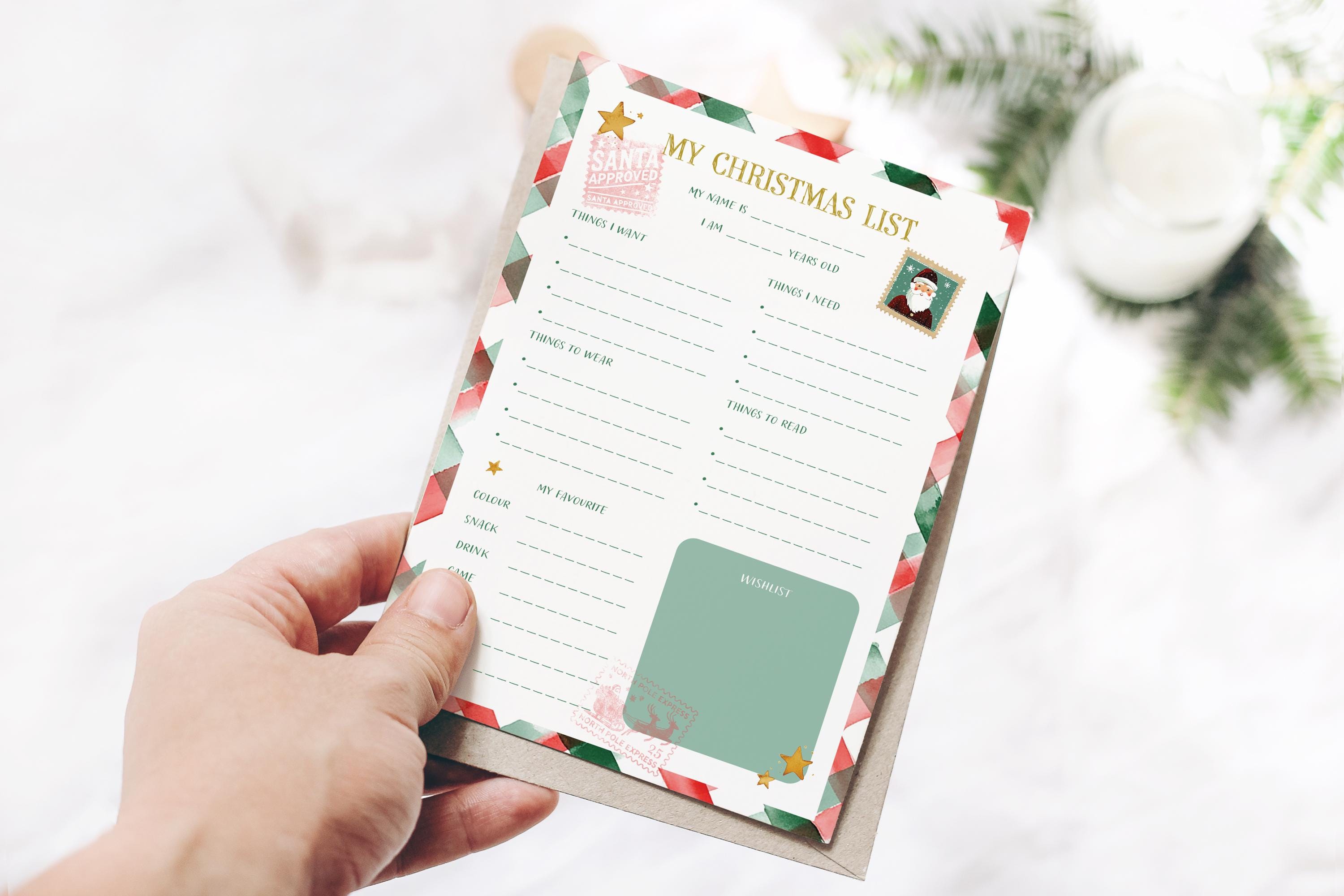 Editable Christmas Wishlist Template - Personalised Holiday Gift List ...