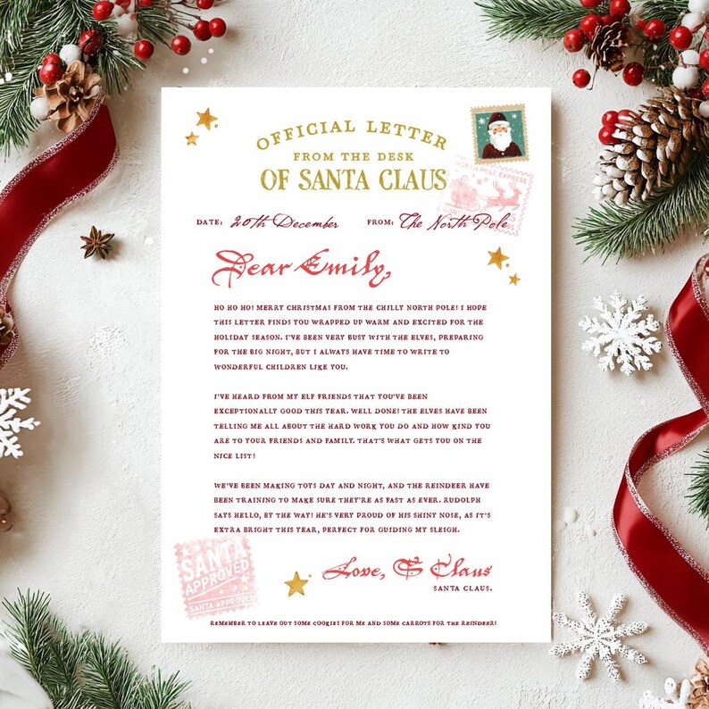 Editable Official Letter From Santa Claus, Instant Download, North Pole ...