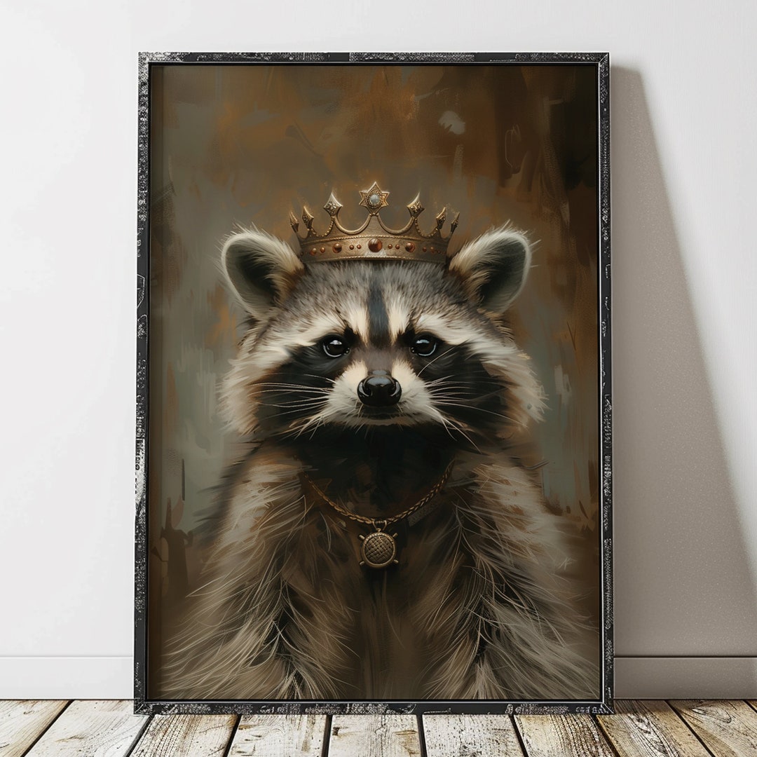 Gothic Raccoon King Vintage Poster, Art Poster Print, Gothic Raccoon ...