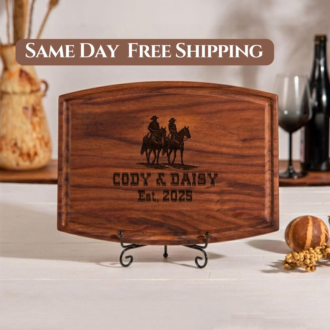 Personalized Western Walnut Cutting Board, Cowboy Cowgirl Gift, Unique ...