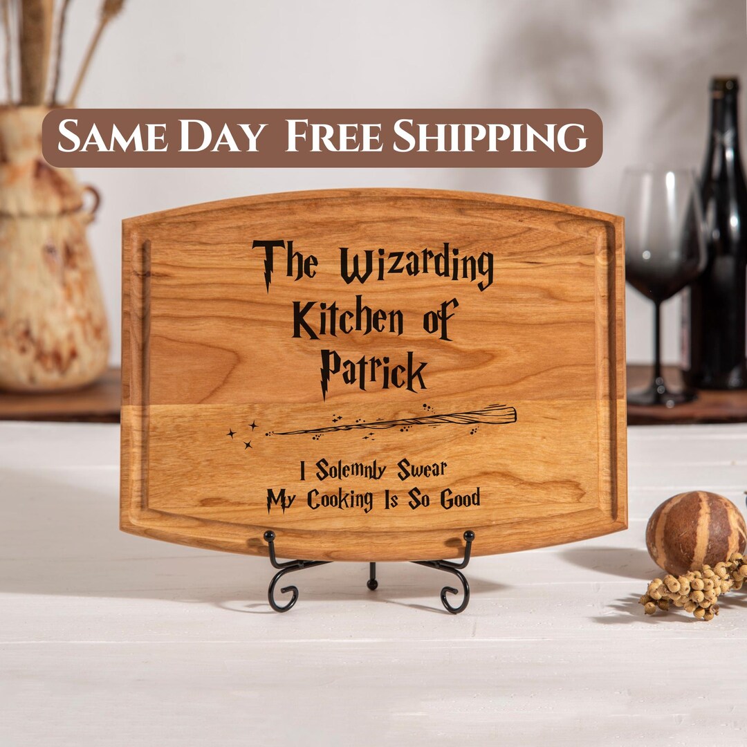 Wizard Engraved Cutting Board, HP Fan, Personalized Charcuterie Board ...