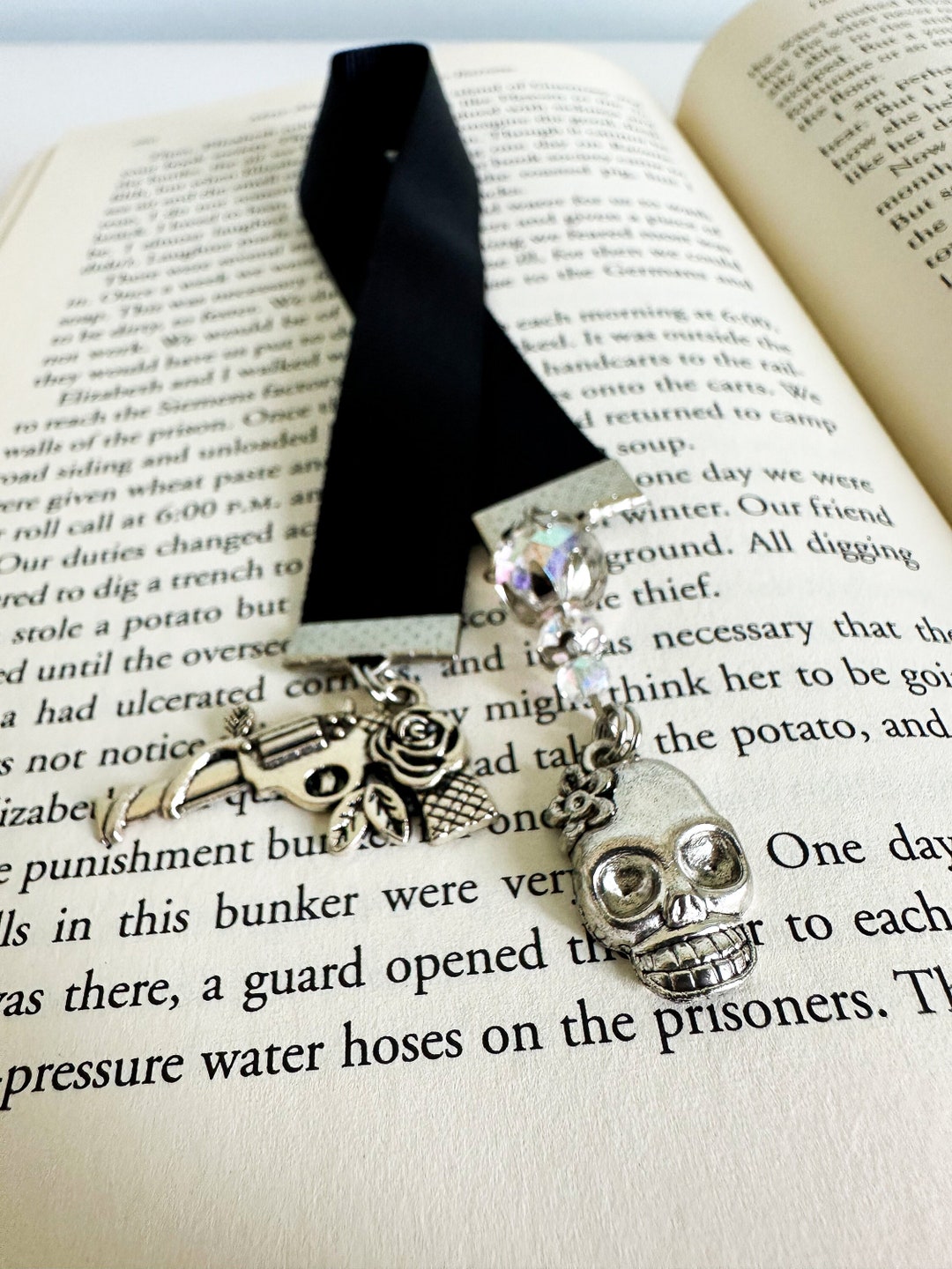 Guns N' Roses Bookmark: Black and Silver Ribbon With Crystals ...